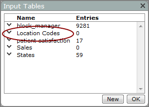 Preloading an Input Table