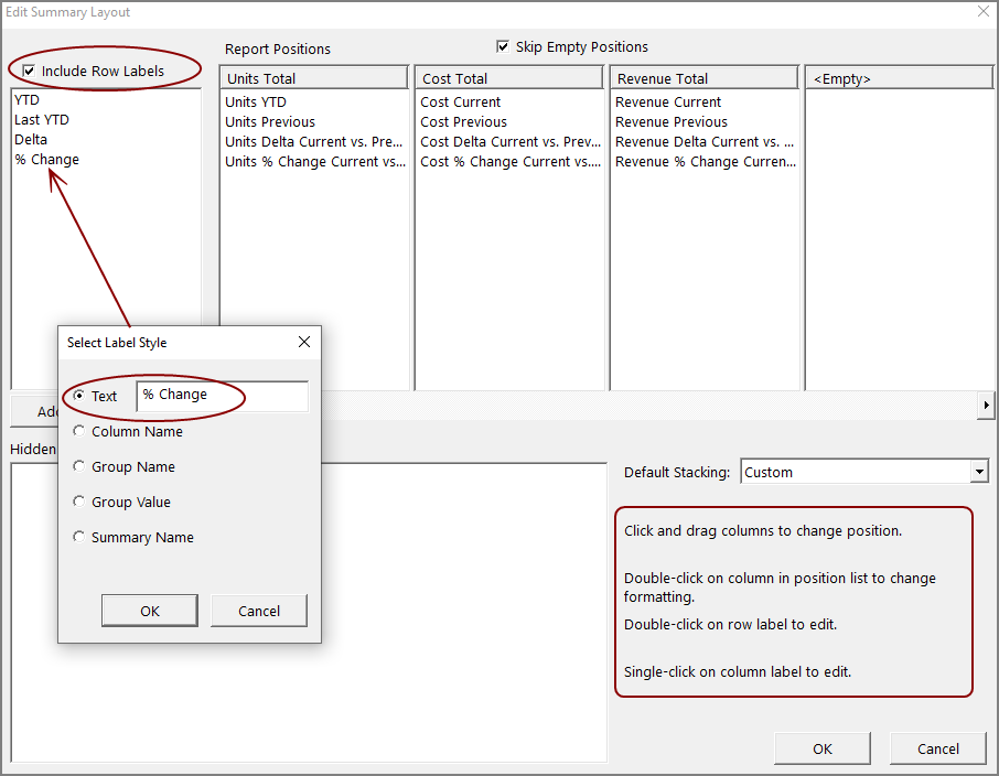 Editing the Summary Layout