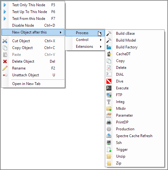 Production Context Menus