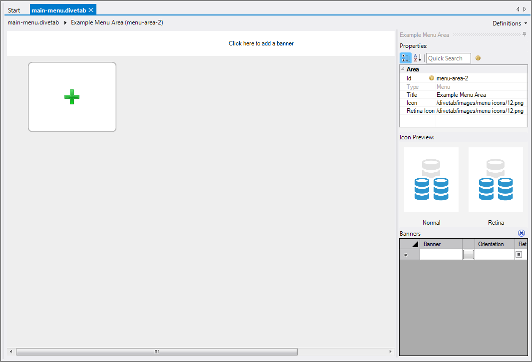 Creating a Menu Area