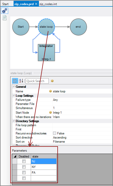 Parameter Example: Using Production Loop Node
