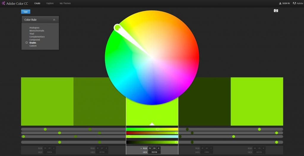 A cool tool for color schemes experimentation from Adobe